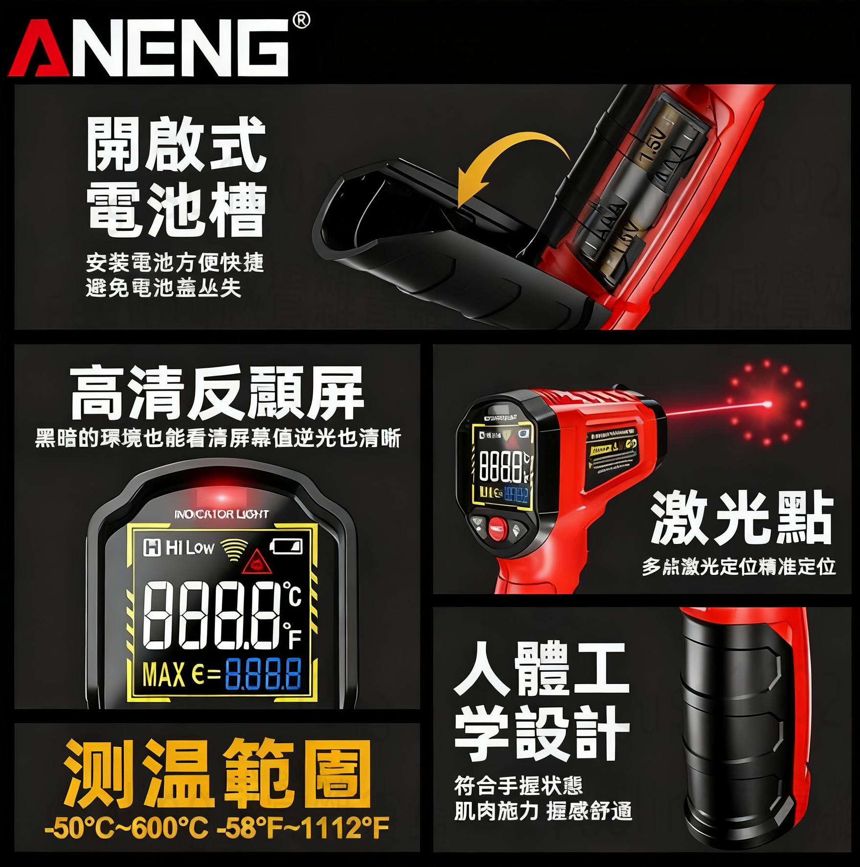 隔日達 Aneng TH203測溫槍 溫度槍 手持溫度槍 紅外線溫度槍 紅外線測溫槍 電子溫度計 高精度測溫儀 工業級 | 蝦皮購物