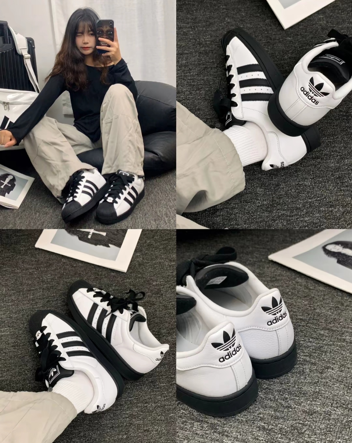 【愛豆-MART】Adidas Superstar II 黑白 白黑 皮革 男女板鞋 貝殼鞋 JI3538 KK4474 | 蝦皮購物