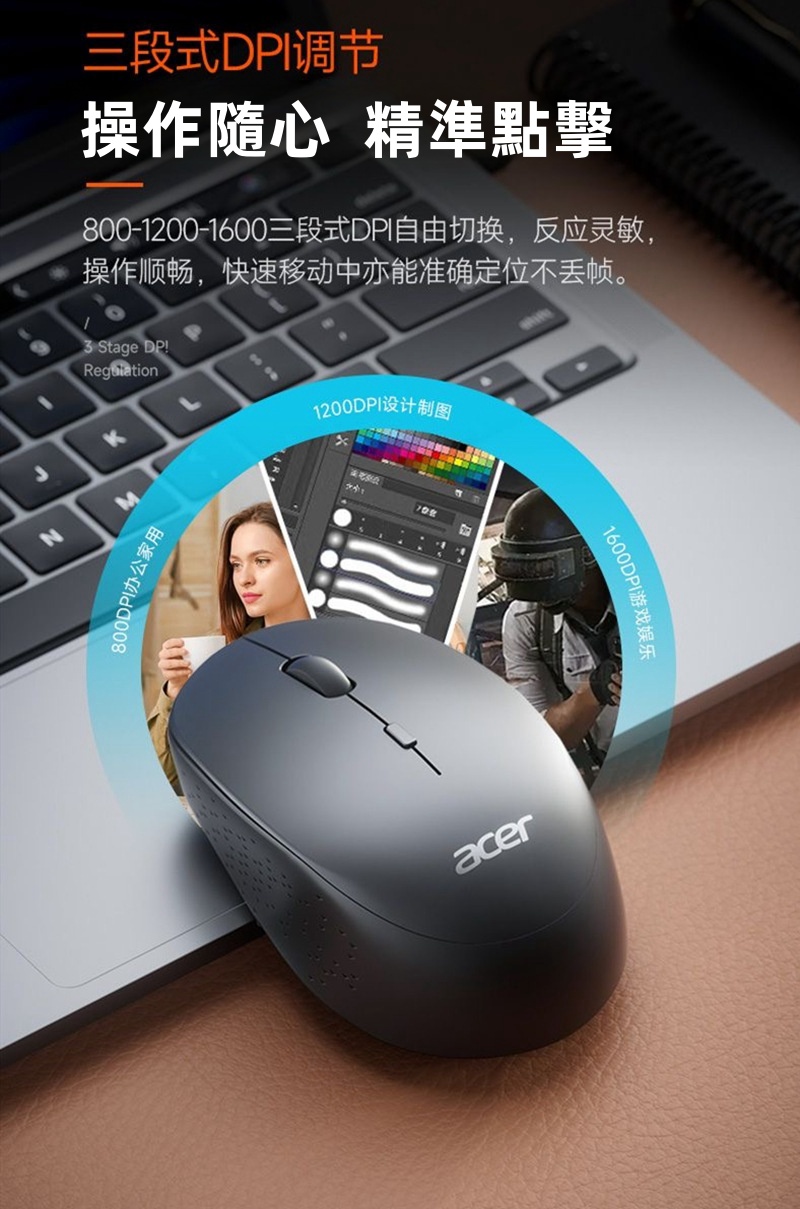 [現貨特賣]宏碁OMR070（ACER）靜音滑鼠 無線滑鼠 type-C可充電滑鼠 辦公滑鼠 超長續航筆記本電腦台式通用 | 蝦皮購物