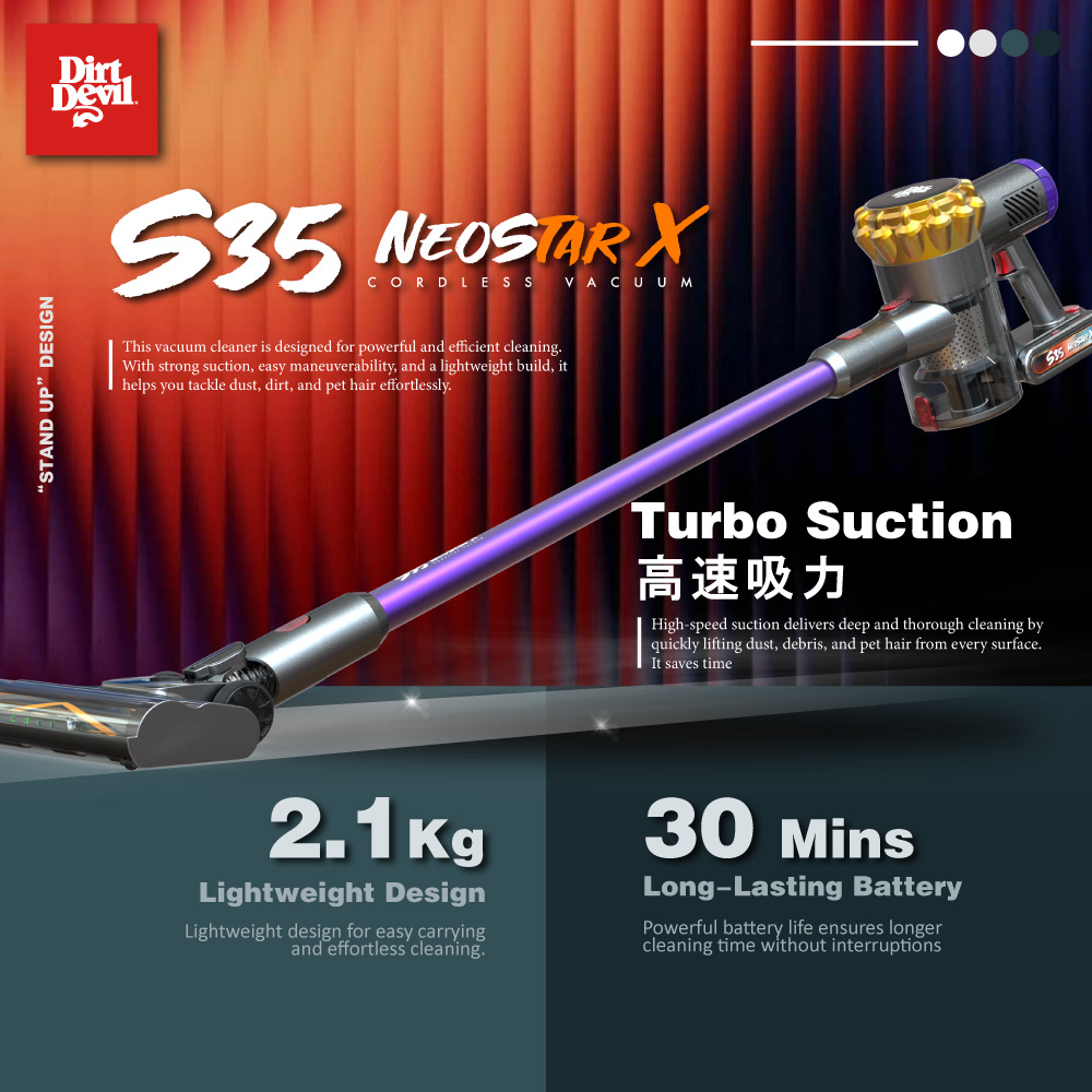 【獨家首賣】Dirt Devil S35 NEOSTAR X 全域X氣流過濾 鋰電無線吸塵器 | 蝦皮購物