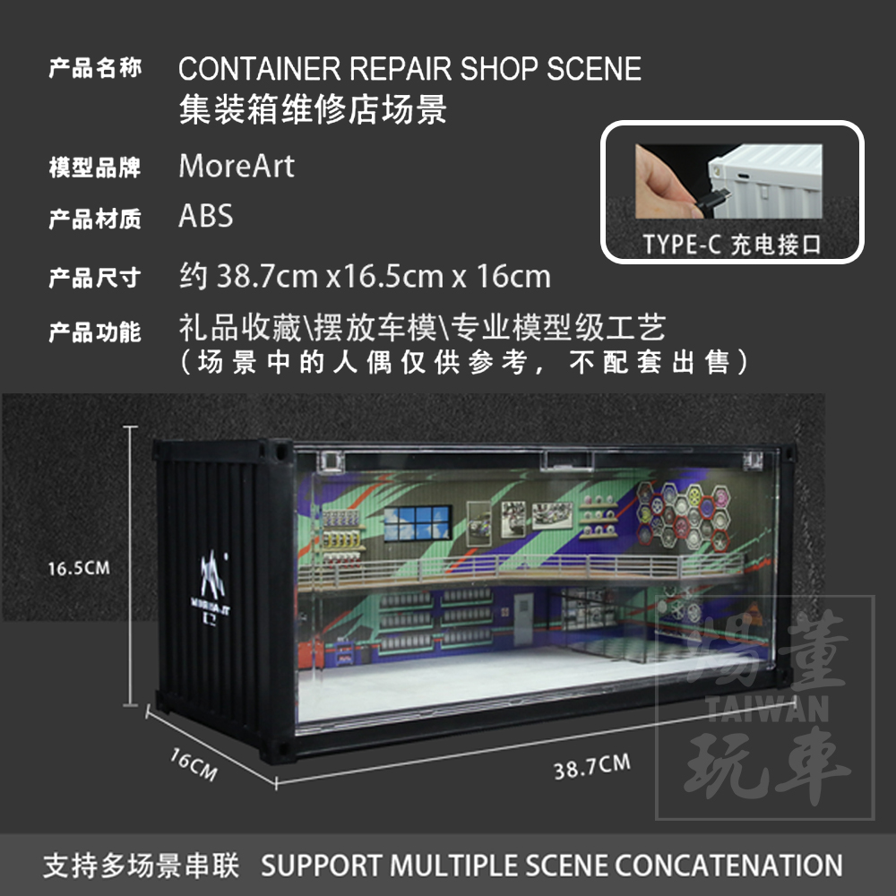 匯藝MoreArt 1/64 集裝箱維修店場景 BCHI 貨櫃屋 鐵皮屋 維修店 停車場 收納 車庫 改裝 模型車 展示 | 蝦皮購物