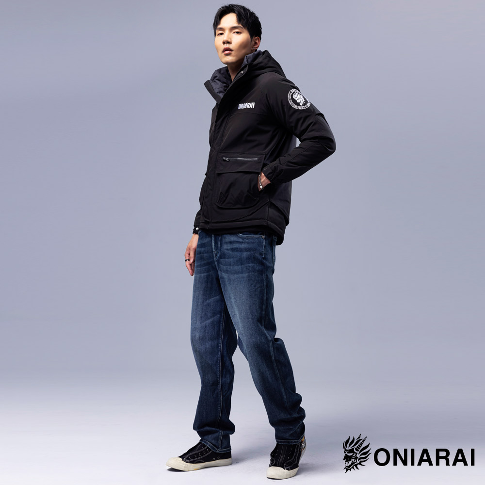 BLUE WAY 鬼洗 ONIARAI - 男款 防潑水連帽鬼頭LOGO鋪棉薄外套 | 蝦皮購物