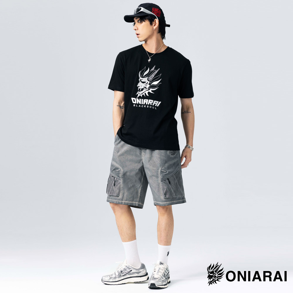 BLUE WAY 鬼洗 ONIARAI - 男款 闇黑潮流LOGO短TEE（LOGO銀色）/網路獨家 | 蝦皮購物