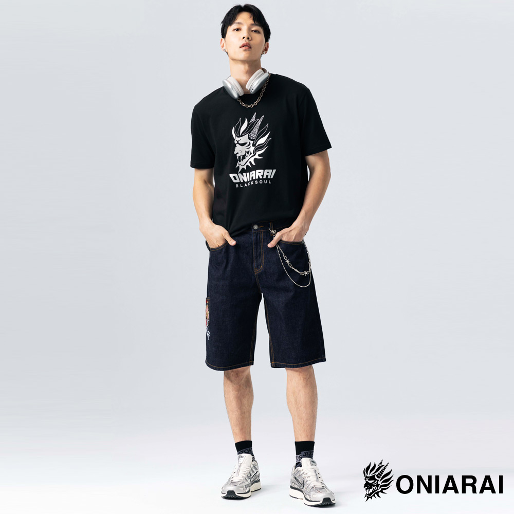 BLUE WAY 鬼洗 ONIARAI - 男款 闇黑潮流LOGO短TEE（LOGO銀色）/網路獨家 | 蝦皮購物