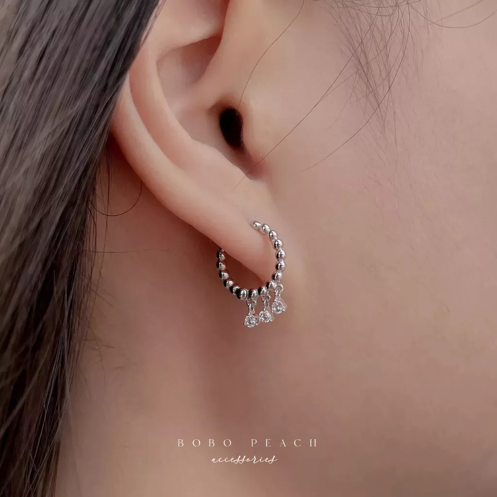 bobo.〖現貨‧ 小耳垂少女救星 〗 金/銀 s925純銀 不怕水 8mm法式小點點 易扣式耳環 耳扣 桃子害喜 | 蝦皮購物