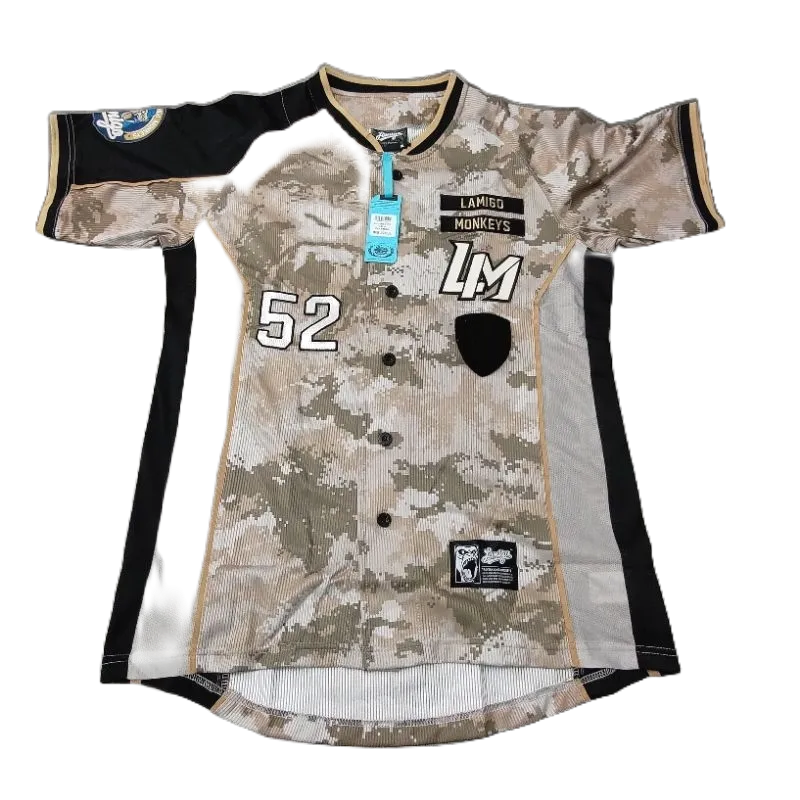 [全新] Lamigo桃猿:全新沙漠迷彩球衣，背號:52號陳金鋒，尺吋:XL。 | 蝦皮購物
