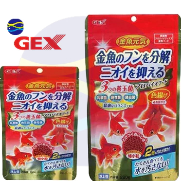 微笑的魚水族☆GEX-五味【金魚元氣健康揚色飼料80g.220g】善玉菌配方 | 蝦皮購物