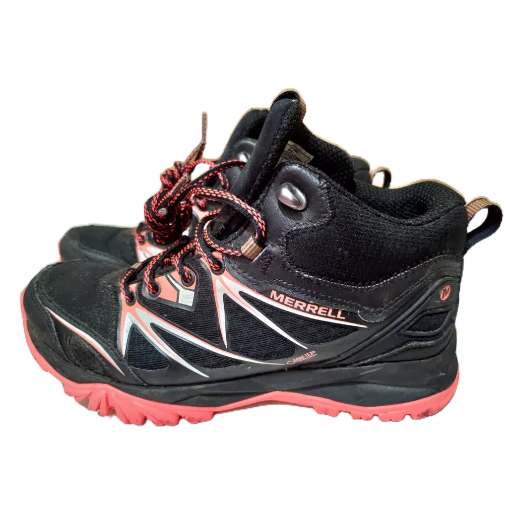 【含運】（正版）Merrell水陸兩棲越野鞋-CAPRA BOLT MID GORE-TEX(女) 黑 亮橘 | 蝦皮購物