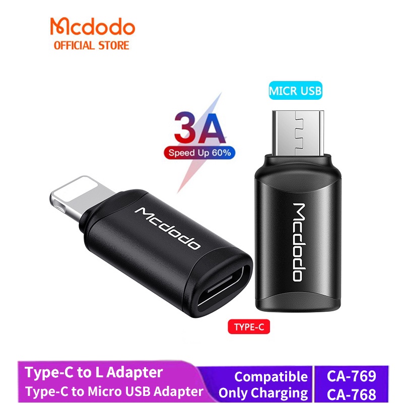 Mcdodo OTG C 型轉 L 型轉換器 3A 快速充電器 C 型轉微型 USB 兼容 IP 電纜 Android | 蝦皮購物