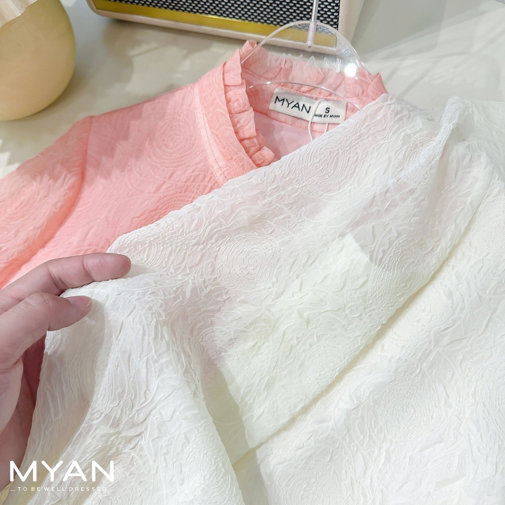 Myan DESIGN 女式荷葉邊領襯衫,領結,由泡沫絲綢辦公風格 Avn 製成032413 | 蝦皮購物