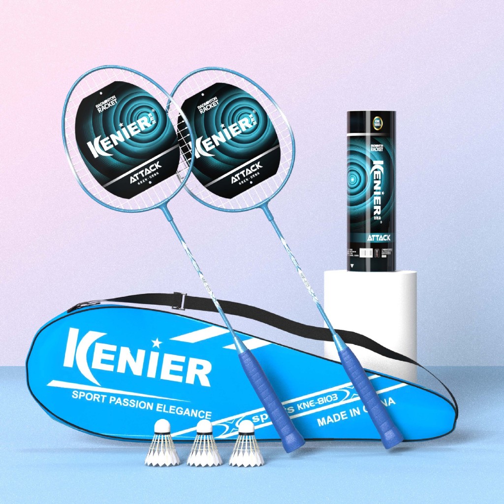 2 件套 Kenier 正品羽毛球拍,便宜,耐用,美觀,適合所有年齡段,帶羽毛球和高品質球拍 | 蝦皮購物