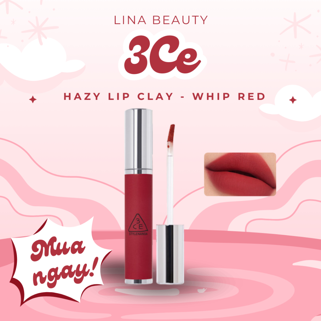 3ce HAZY LIP CLAY Cream Lipstick - WHIP RED(純紅配橙光) | 蝦皮購物