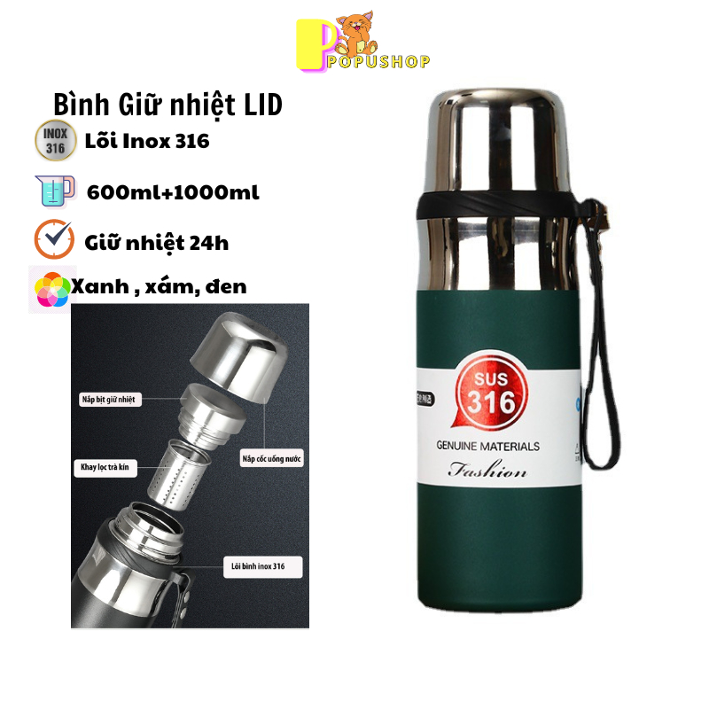 316 600ml 1000ml 帶蓋不銹鋼保溫瓶,帶飲水杯,帶濾茶盤,帶蓋子。 蓋保溫瓶 | 蝦皮購物