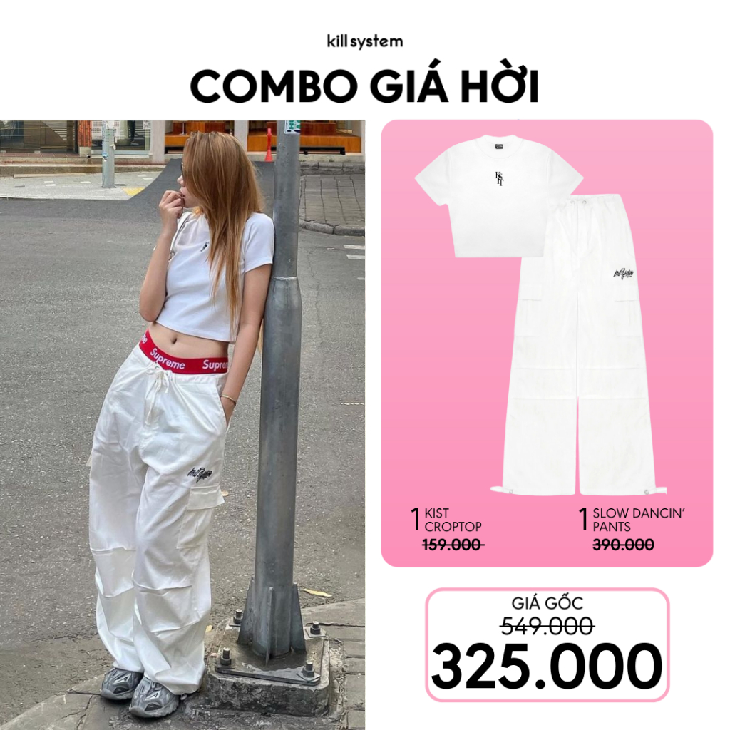 [COMBO 低價] 買 1 件白色 KIST 露臍襯衫和 1 件慢丹辛白殺系統褲 | 蝦皮購物