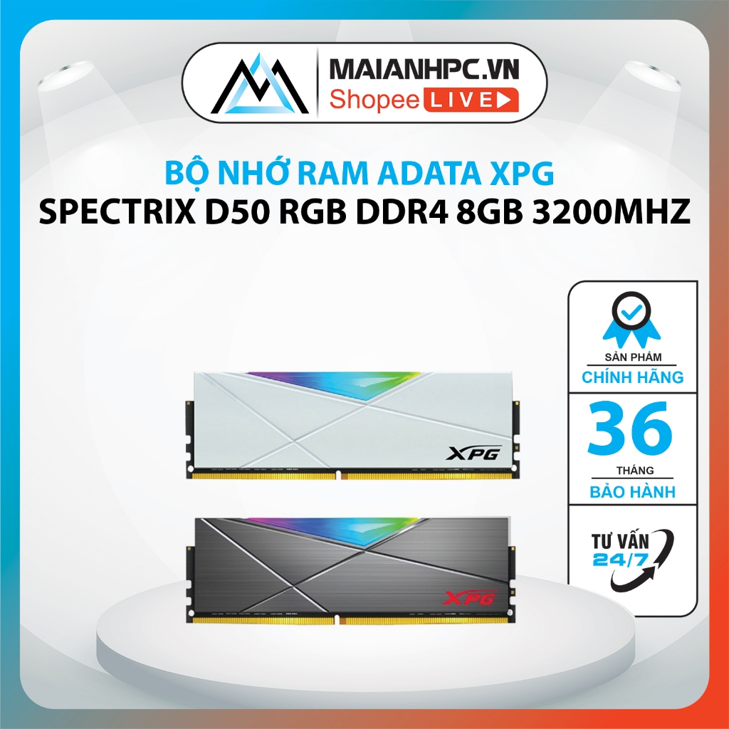 Ddr4 威剛 8GB 3200Mhz XPG Spectrix D50 RGB BH 36th | 蝦皮購物