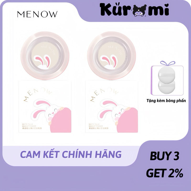 【送棉】HOT Menow 粉末塗層鹼性、防水、完美覆蓋menow Rabit Compact Powder 8.5g | 蝦皮購物