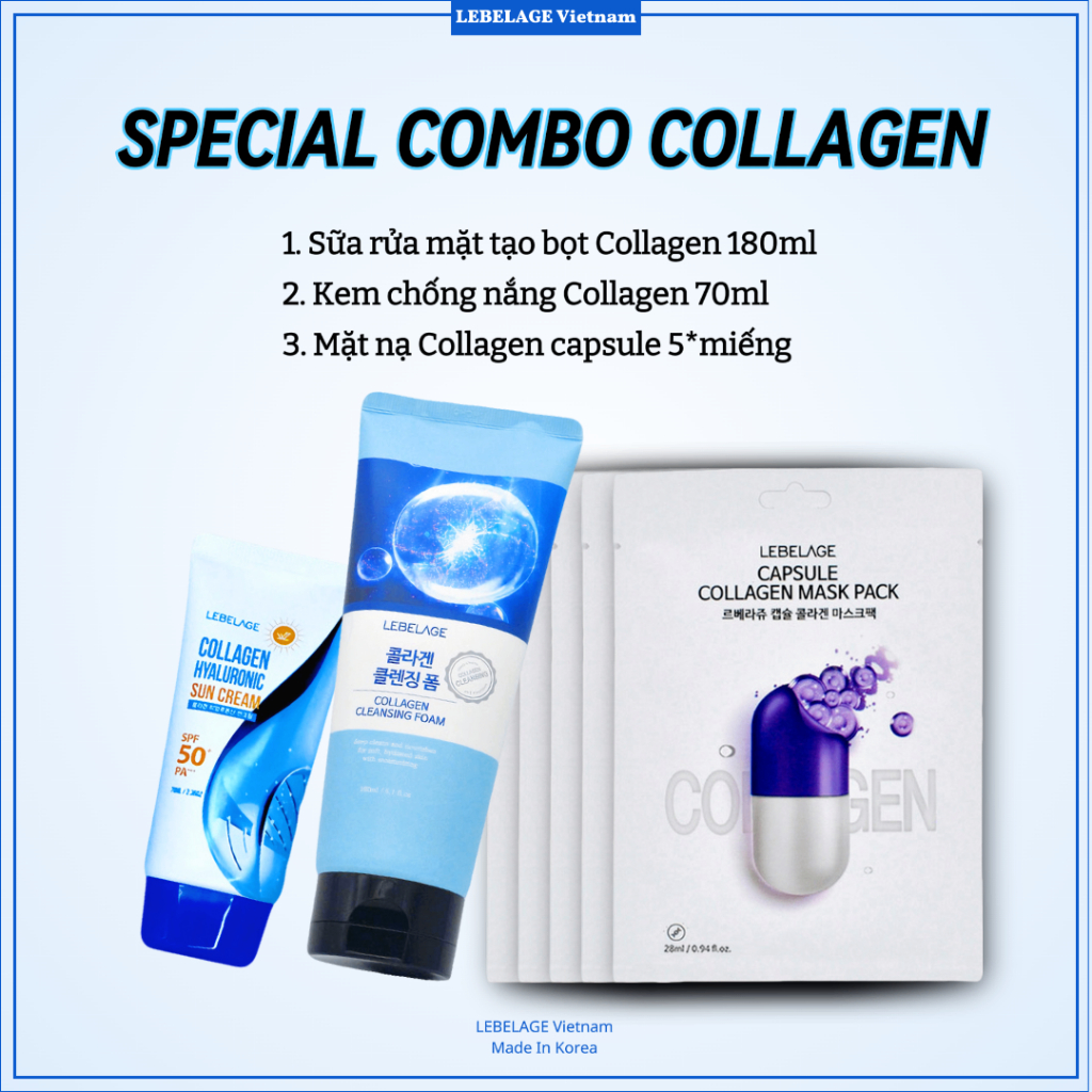 [SPECIAL Combo Collagen] 洗面奶 180ml + 防曬霜 70ml + 膠囊面膜 5*piece | 蝦皮購物