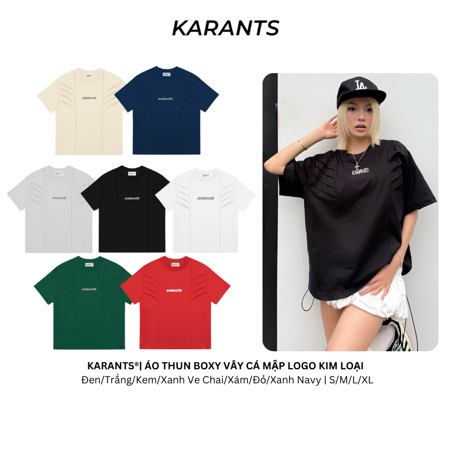 Karants Shark Fin Boxy T 恤金屬標誌本地品牌熱門趨勢 - KR201 | 蝦皮購物