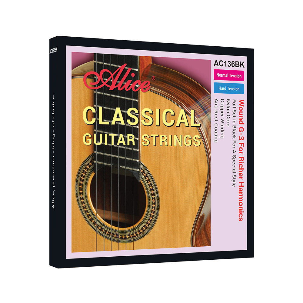 經典、古典、尼龍吉他弦組 - Alice AC136BK - 黑色尼龍素色弦,塗層銅纏繞 | 蝦皮購物