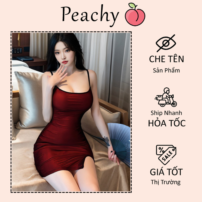 超漂亮2層抱身性感睡衣誘惑性感誘惑2吊帶家居服黑紅開衩peachy P269 | 蝦皮購物