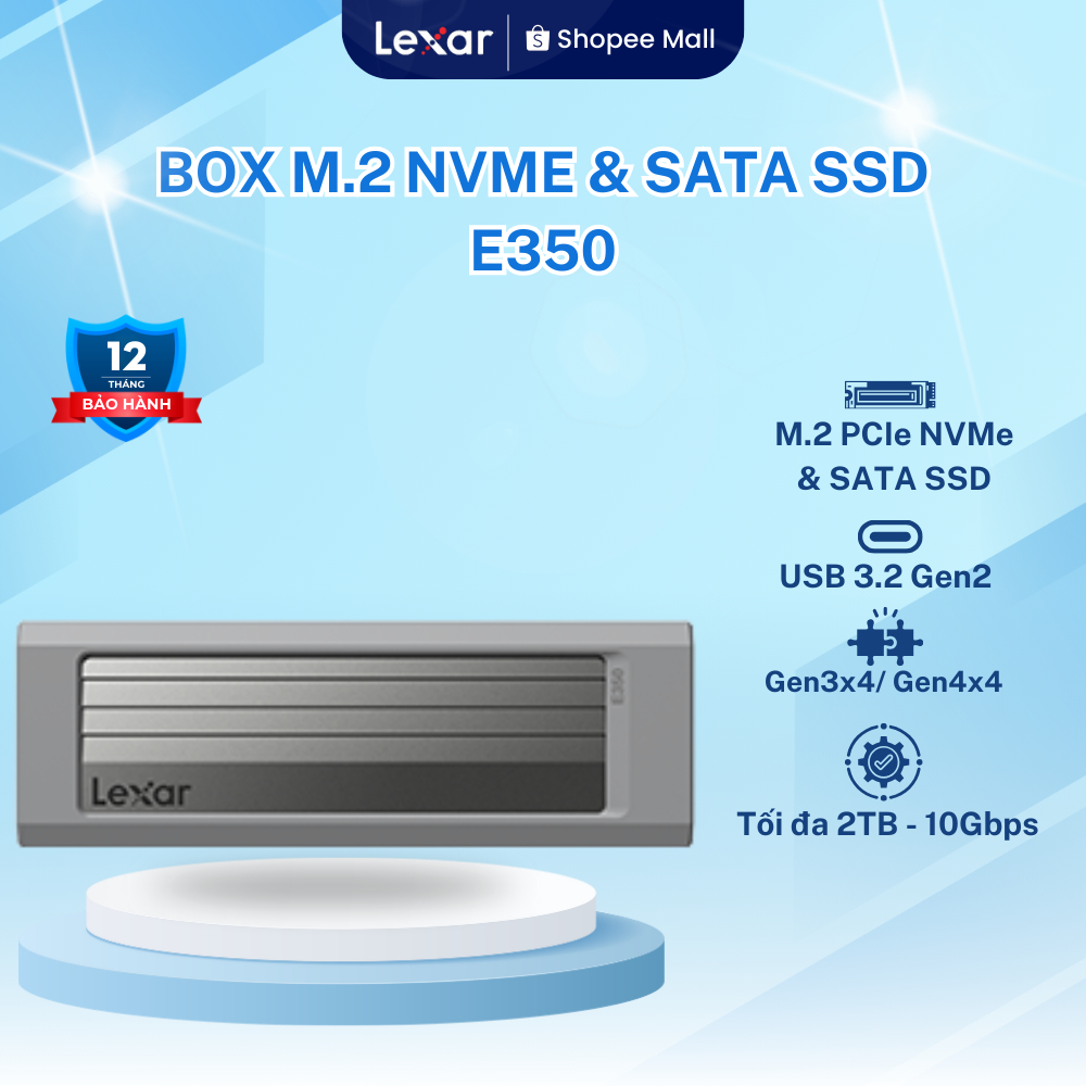 Lexar E350 M.2 Nvme SSD Box/Sata SSD 外殼支持 USB 3.2 Gen 2,高速 1 | 蝦皮購物