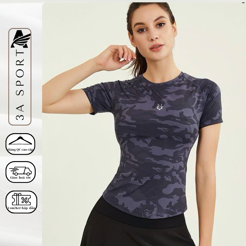 Cosleaf 短袖瑜伽健身 T 恤,背面夜光迷彩 F211 | 蝦皮購物