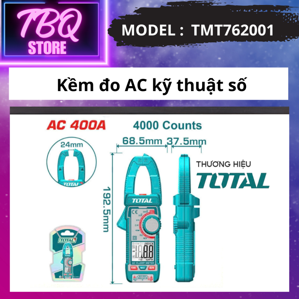 TOTAL TMT 數字交流電錶762001 - 顯示 4000 TRUR RMS 數字,測量交流電流 400A,電壓 | 蝦皮購物