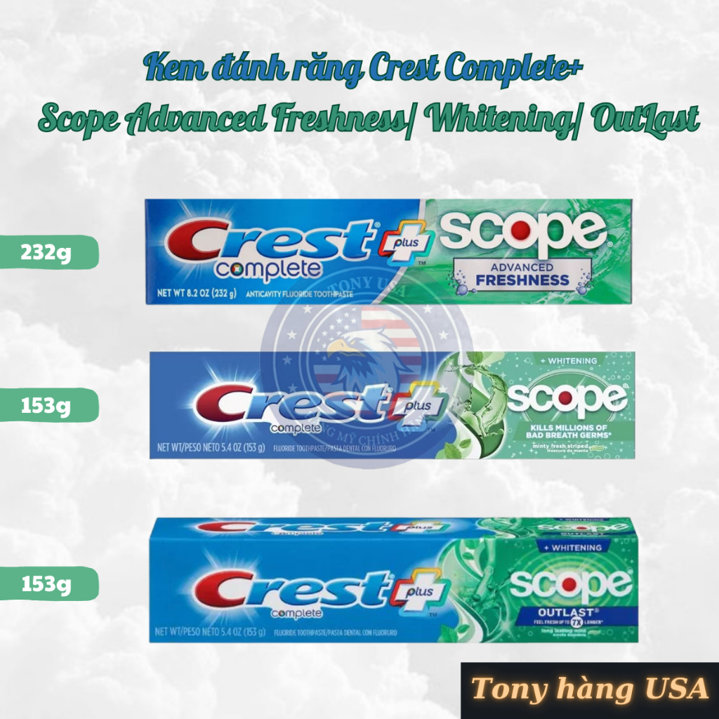 Crest Complete Plus Scope Advanced Freshness/美白/Outlast/爆炸牙膏 | 蝦皮購物