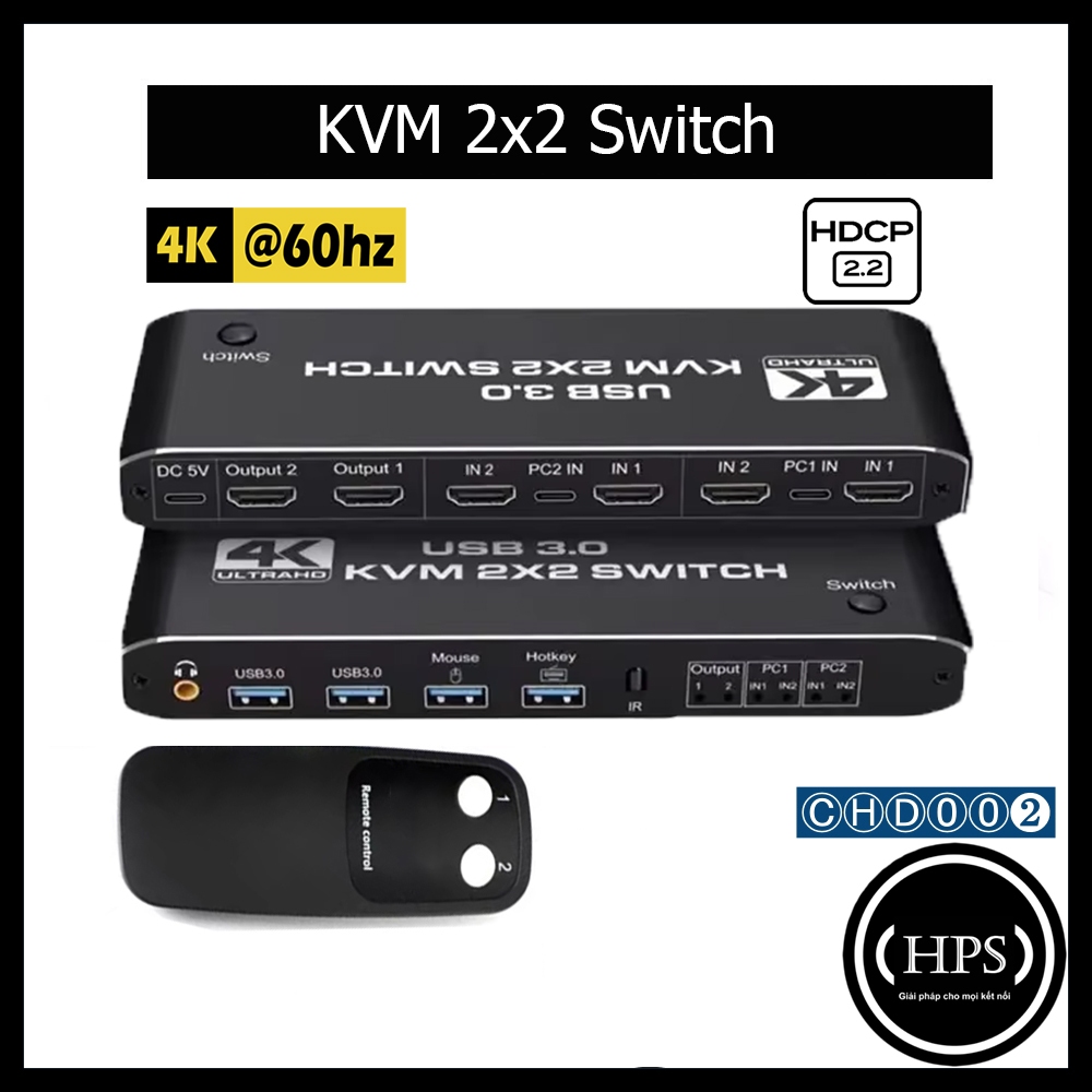 HDMI KVM 設置將 2 個設備連接到 2 個屏幕,KVM 2x2 切換器連接到 4 個共享 USB 端口 - HP | 蝦皮購物
