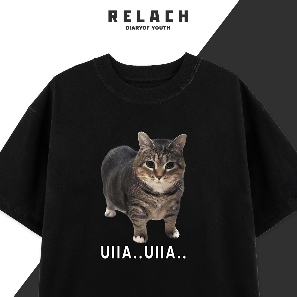 UIIA Cat Meme T 恤 - 有趣的 Meme 印花 T 恤,富有表現力的貓,中性寬鬆袖 - Relach | 蝦皮購物