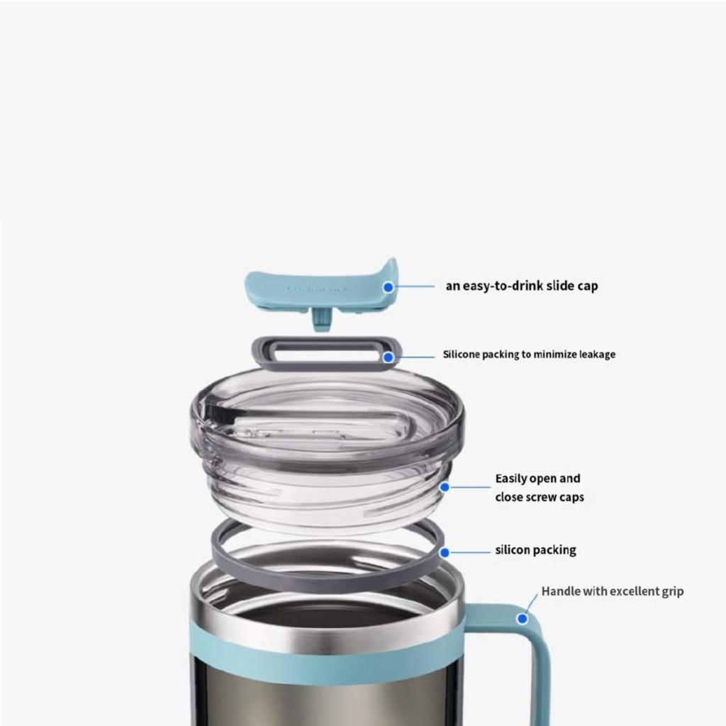 LocknLock Metro King Tumbler 保溫杯容量 820ml LHC4326 - 帶把手、滑蓋 - | 蝦皮購物