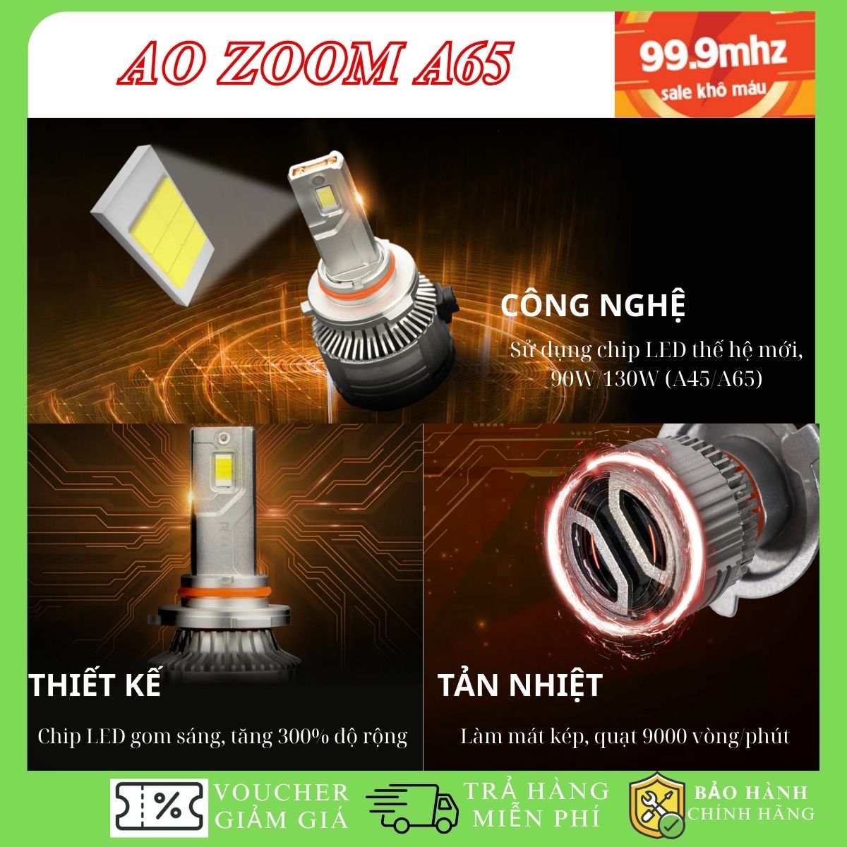 Aozoom LED A65 65W 雙 LED 大燈 – 36,000lm 超亮 LED 芯片,雙散熱器,IP68 | 蝦皮購物